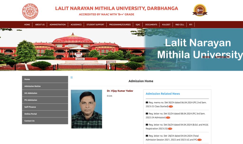 LNMU (BA) Part 1 Admission Online 2024-27