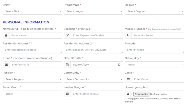 Siet College Application Form 2024, Courses and Fees Shift 1 2