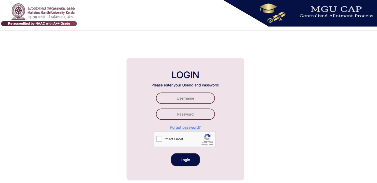 Mg University Admission 2025-26 - Mgu Ug Cap Trial Allotment