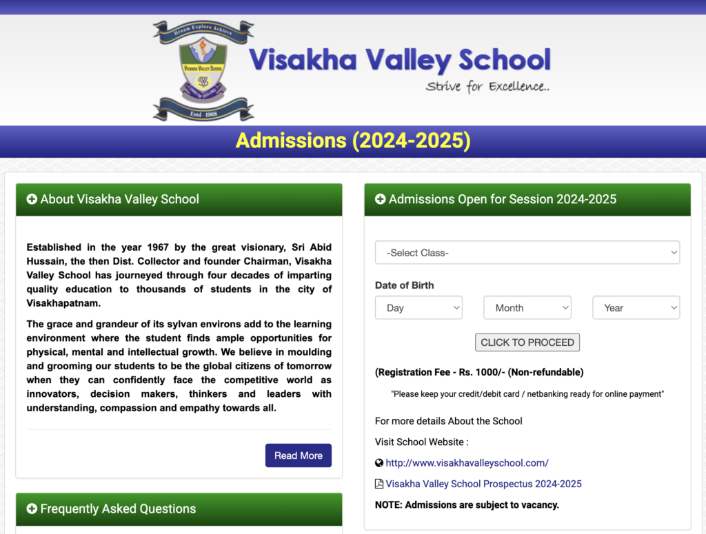 visakhavalleyschool.com Visakha Valley School Admission 2024-25