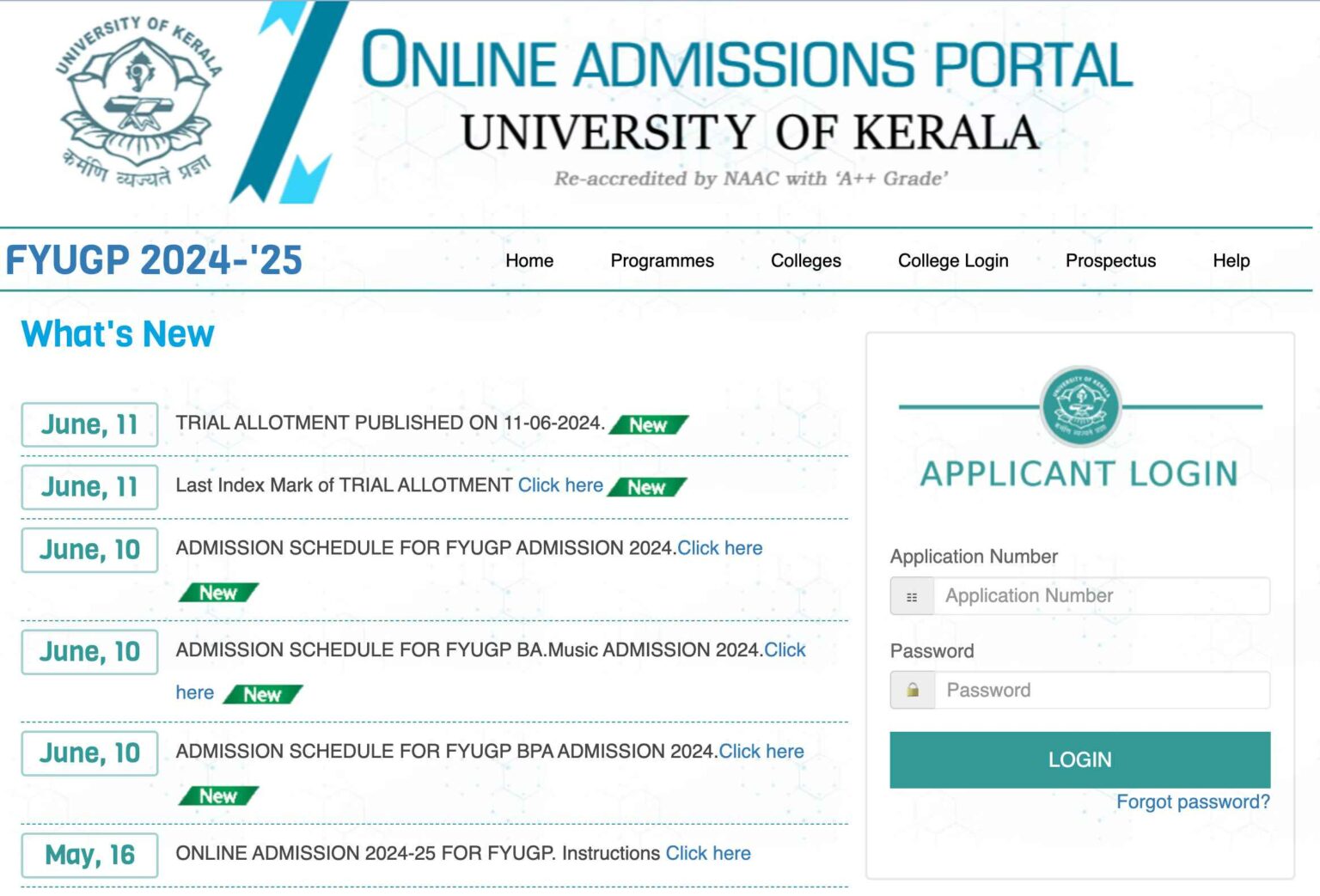 admissions.keralauniversity.ac.in Kerala UNIVERSITY Allotment