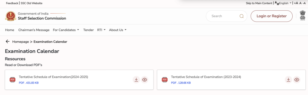 ssc.gov.in Time Table - Ssc Exam Revised Calendar 2025 to 2026