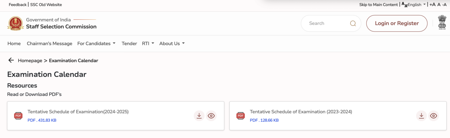 ssc.gov.in Time Table - Ssc Exam Revised Calendar 2025 to 2026