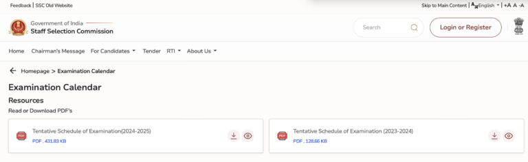 ssc.gov.in Time Table - Ssc Exam Revised Calendar 2025 to 2026