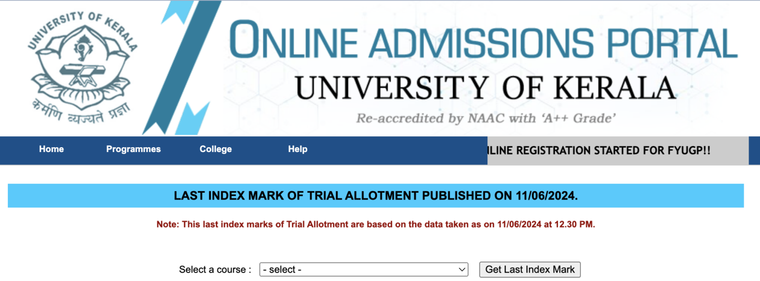 admissions.keralauniversity.ac.in Kerala UNIVERSITY Allotment