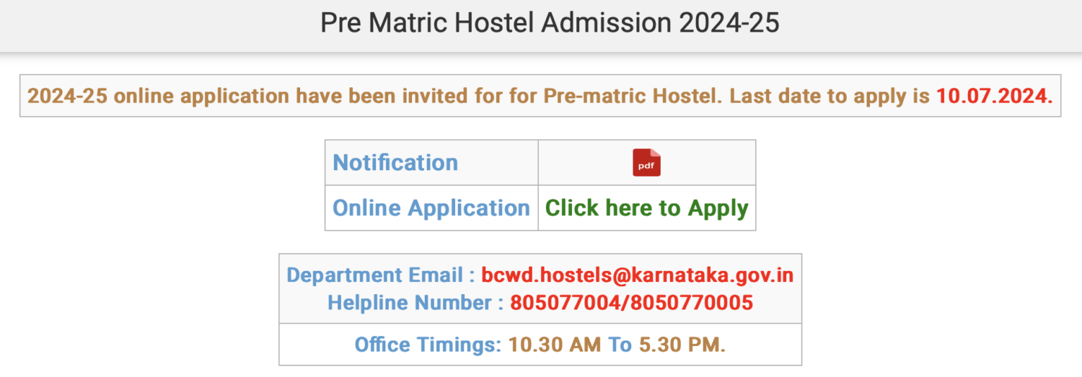 Shp Login] bcwd.karnataka.gov.in Bcwd Hostel Application 2024