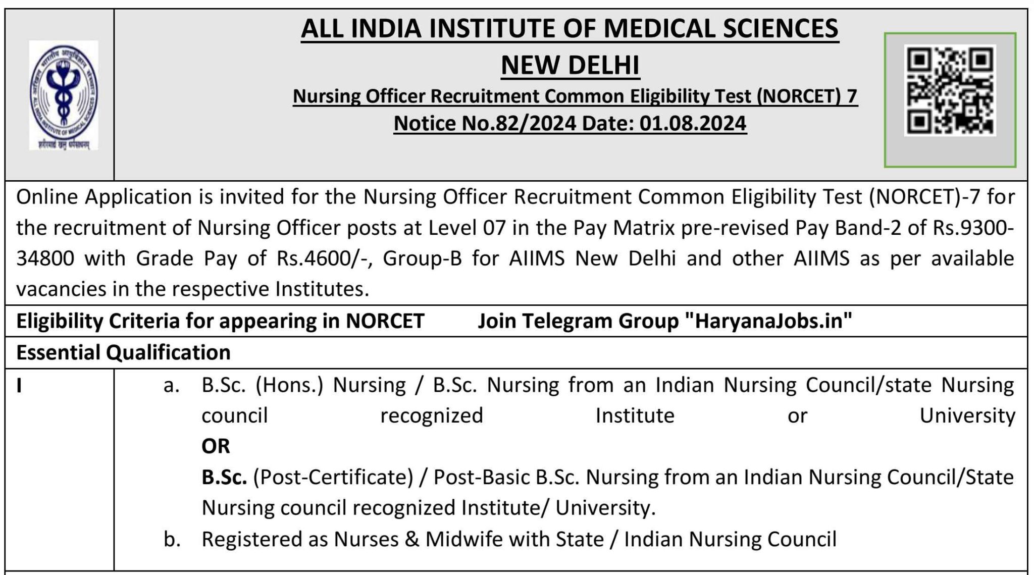 aiimsexams.ac.in Aiims Norcet 7 Application Form 2024