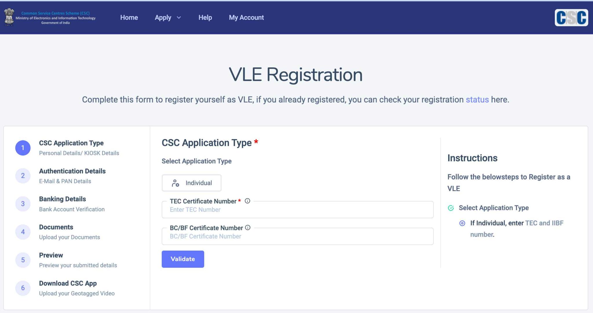Tec Certificate Fees, cscentrepreneur.in : CSC Rap Registration