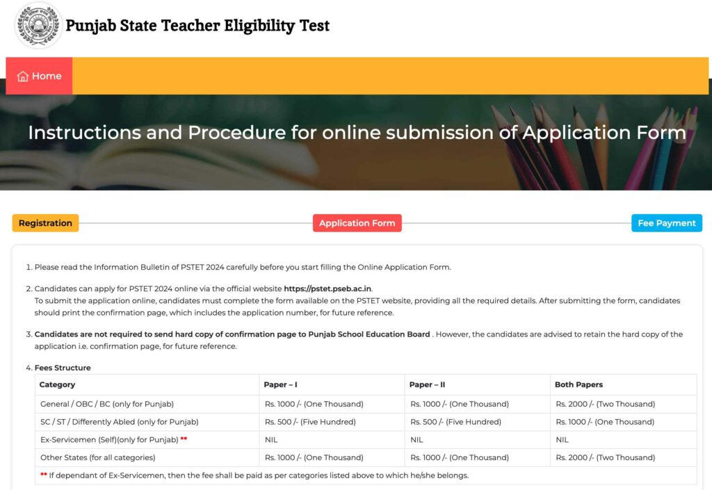 pstet.org.in PSTET 2024 Registration : www.pstet.pseb.ac.in 2025